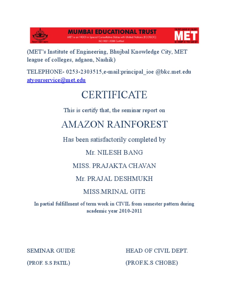 Certificate: Amazon Rainforest | PDF | Amazon Rainforest | Reducing ...