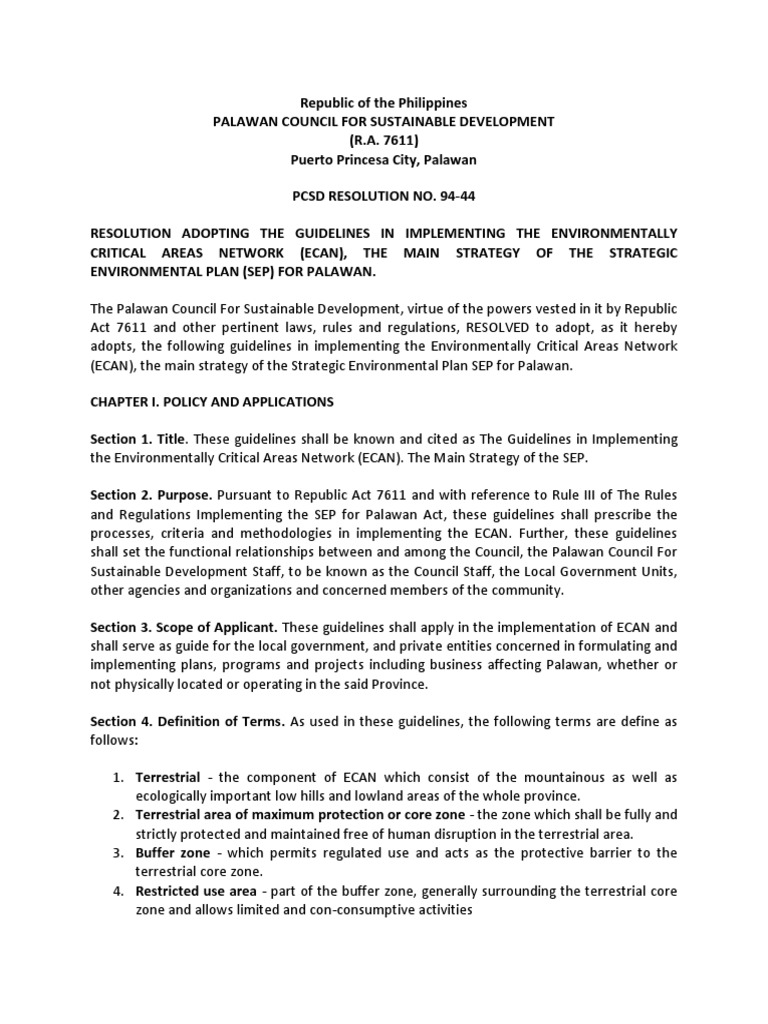 Guidelines in Implementing The ECAN | PDF | Forestry | Zoning