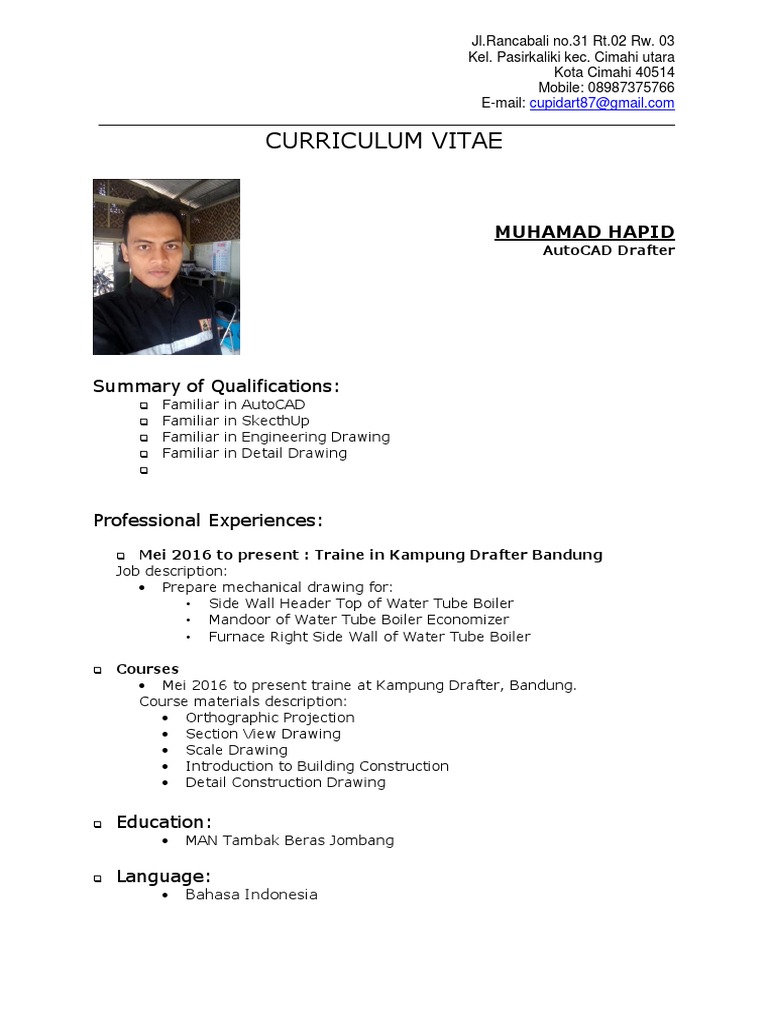 CV Drafter Template Mechanical