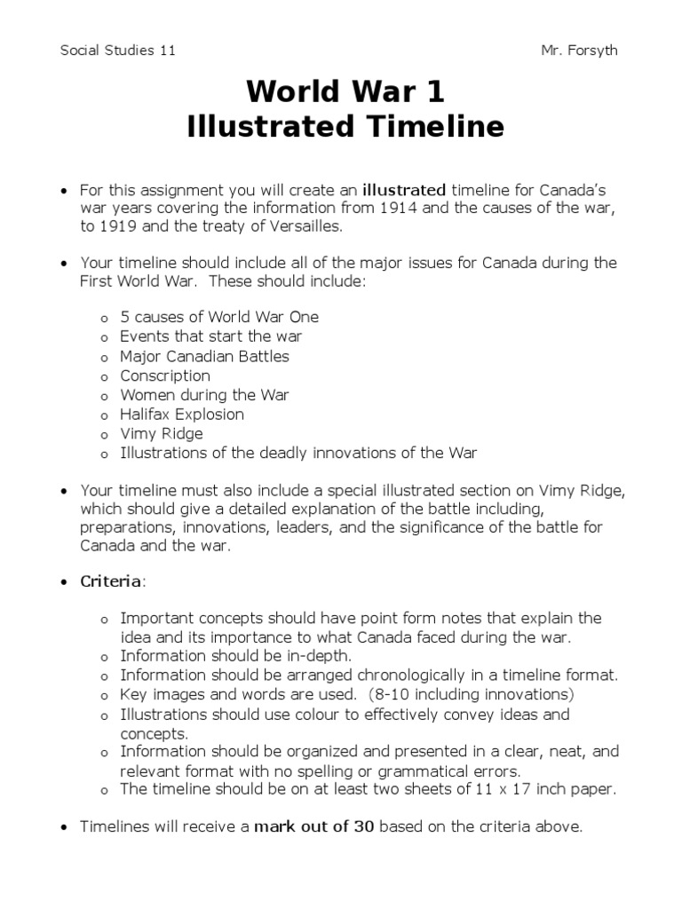 10 Ww1 Timeline Assigment | PDF | Psychological Concepts | Cognitive ...