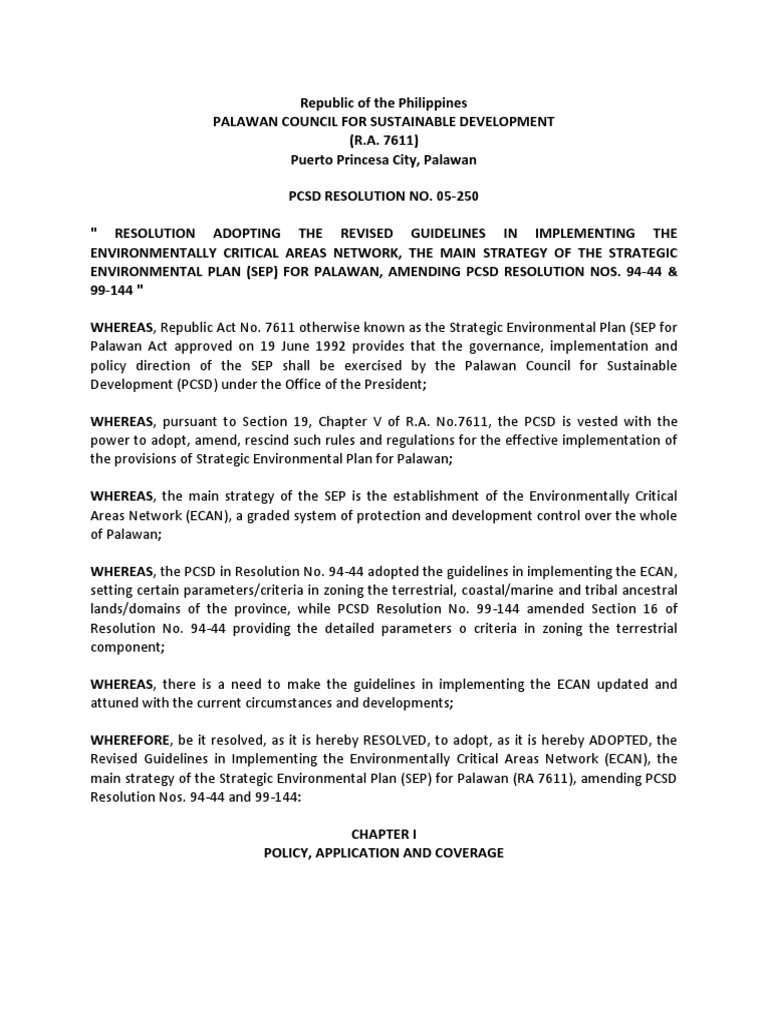 Revised ECAN Guidelines for Palawan | PDF | Coral Reef | Zoning