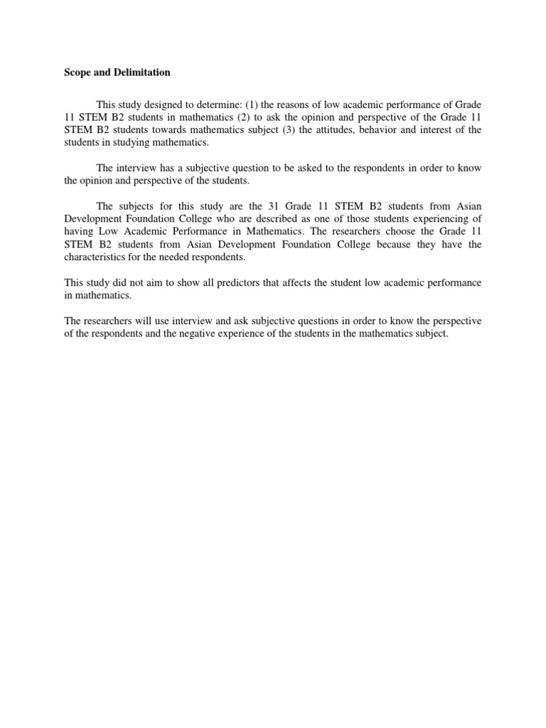 Scope and Delimitation | PDF