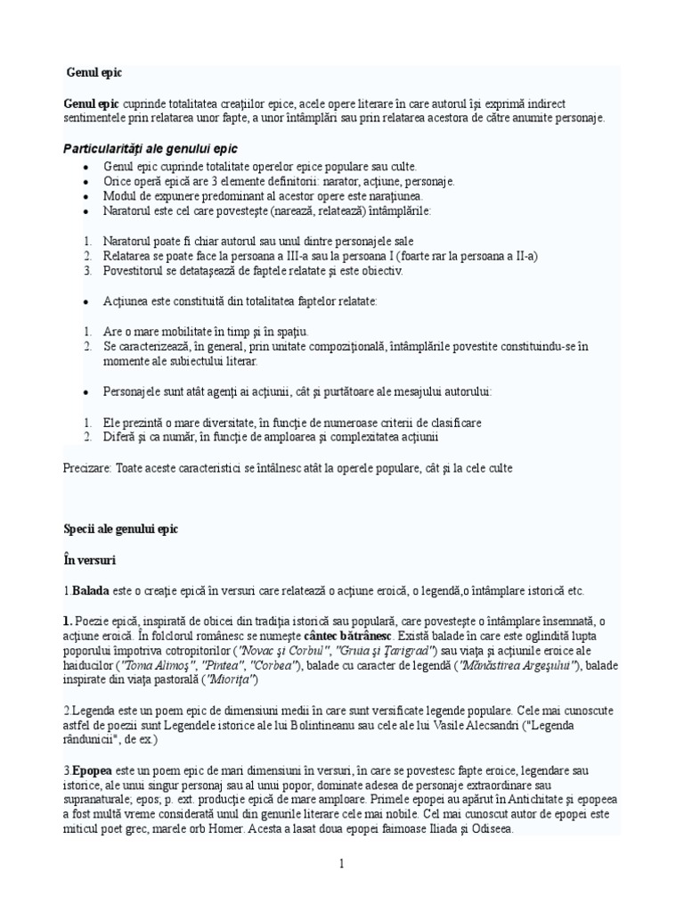 Genul Epic | PDF