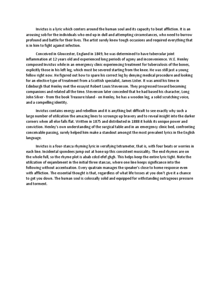 The Unconquerable Human Spirit: An Analysis of W.E. Henley's Iconic ...