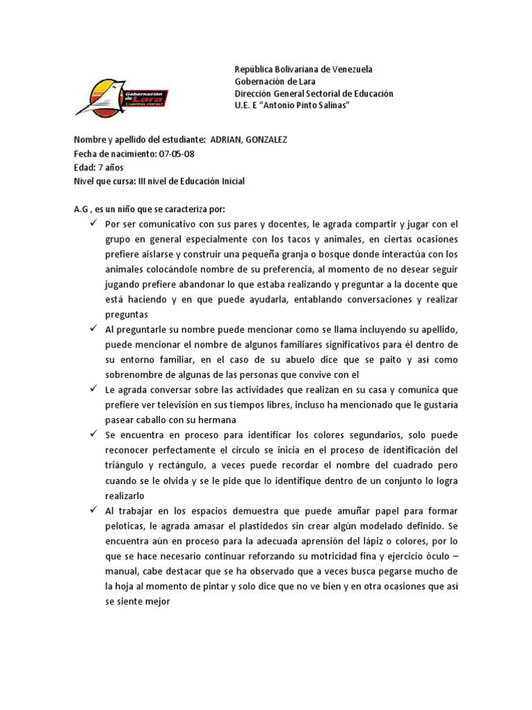 Informe Descriptivo | PDF | Desorden hiperactivo y deficit de atencion ...