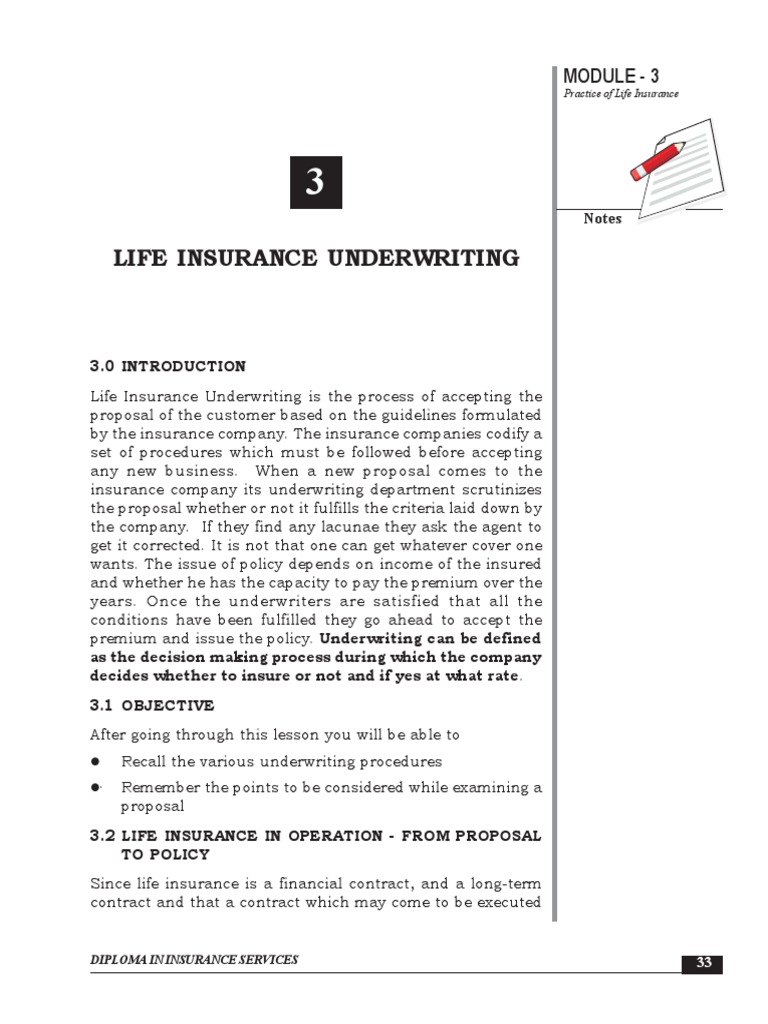 Life Insurance Underwriting: Module - 3 | PDF | Life Insurance ...