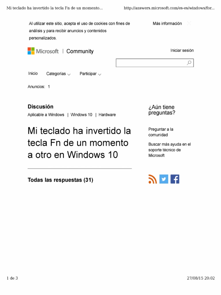 Mi Teclado Ha Invertido La Tecla FN de Un Momento A Otro en Wind | PDF