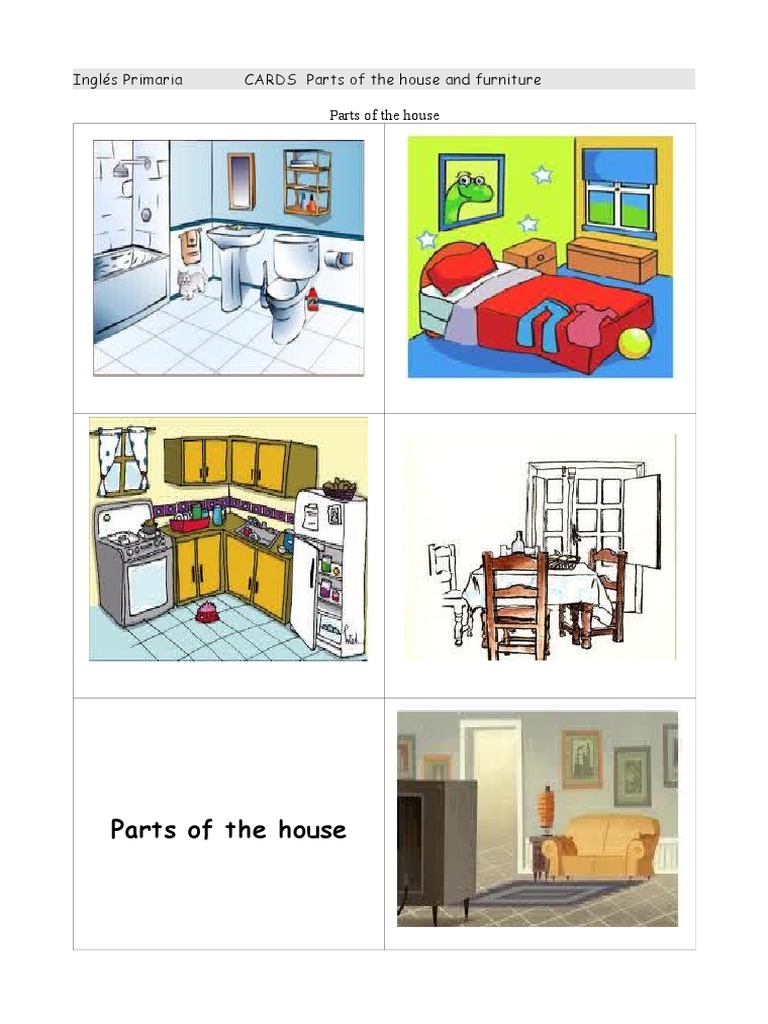 CARDS Parts of The House and Furniture 1º 2º Primaria | PDF