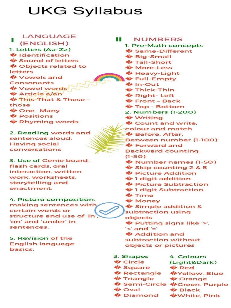 Ukg Syllabus in India 1 | PDF | Languages | Language Arts & Discipline