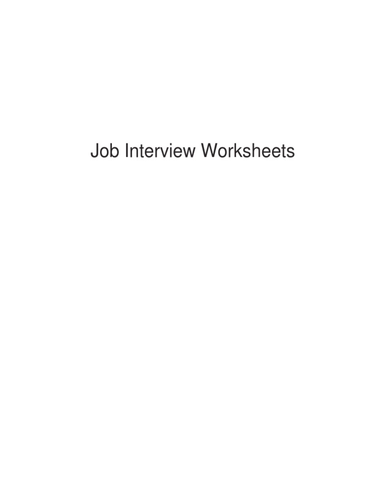 Job Interview Worksheets | PDF