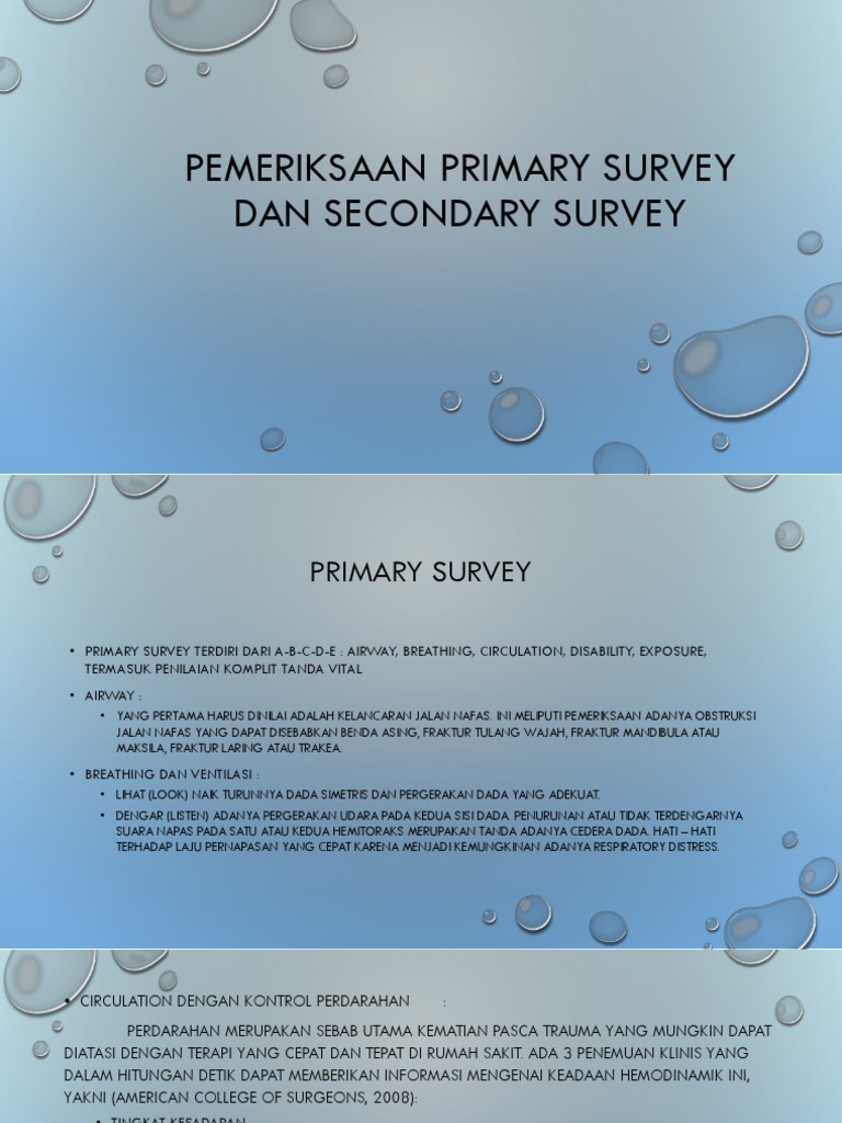 Pemeriksaan Primary dan Secondary Survey | PDF