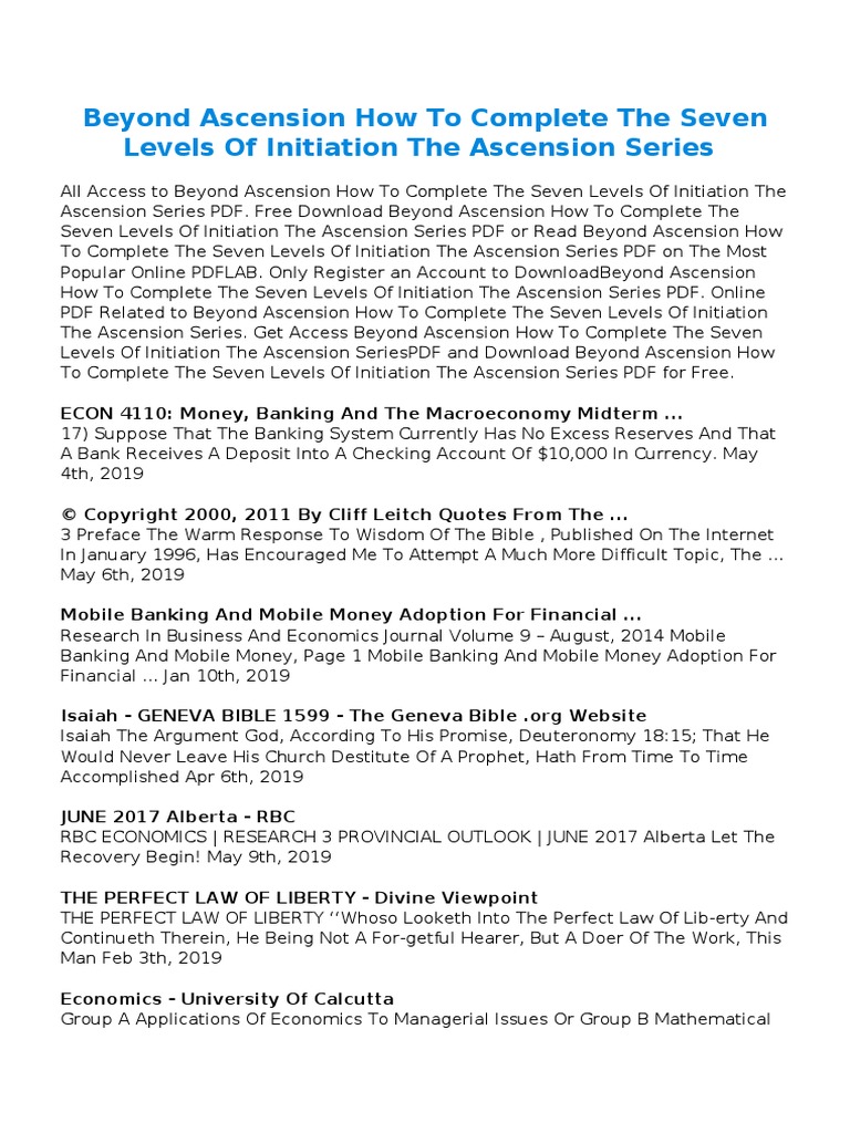 Beyond Ascension | PDF | Banks | Economics