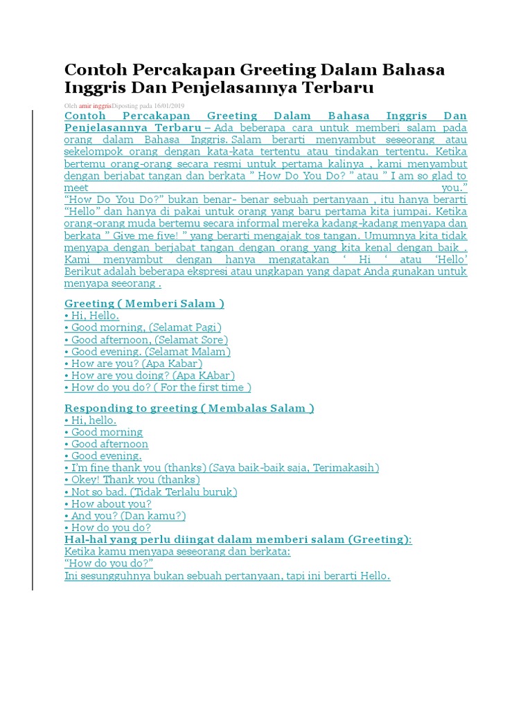 Contoh Percakapan Greeting Dalam Bahasa Inggris Dan Penjelasannya ...