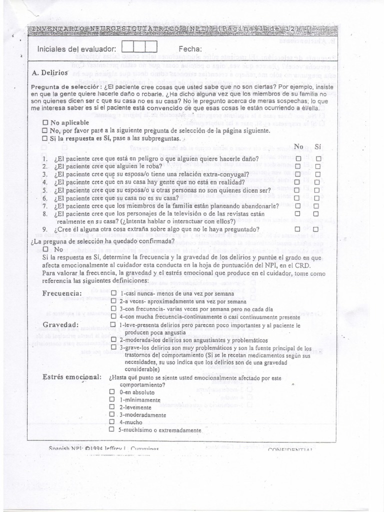 Escala NPI - Pisquiátrica | PDF