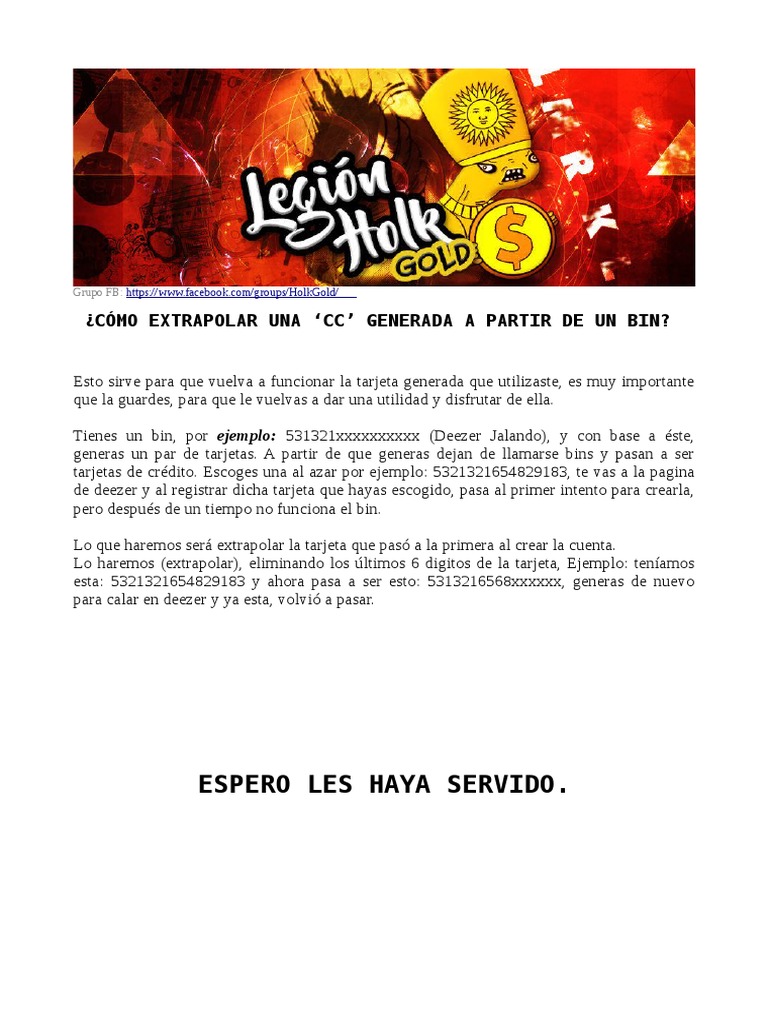 Cómo Extrapolar CC de un BIN | PDF