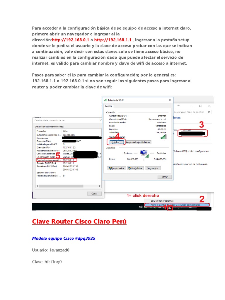 Acceder A Router Cisco Claro | PDF
