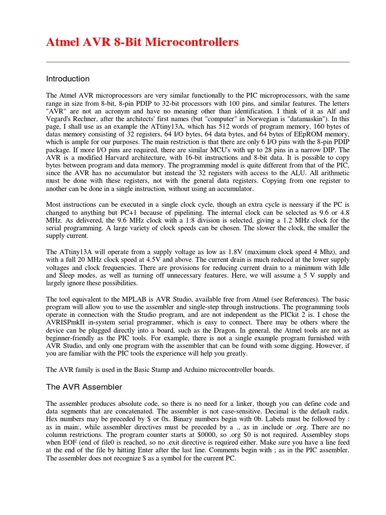 Atmel AVR 8-Bit Microcontrollers | PDF | Analog To Digital Converter ...