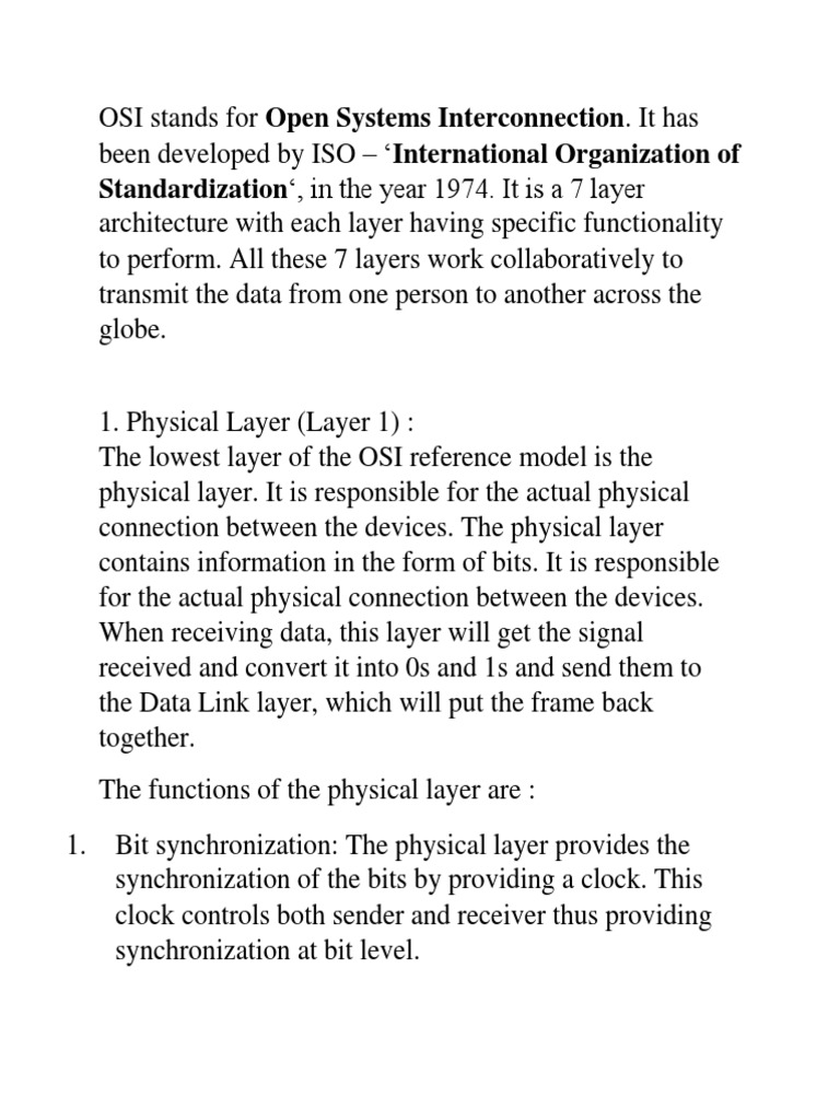 Osi Notes | PDF | Osi Model | Computer Network