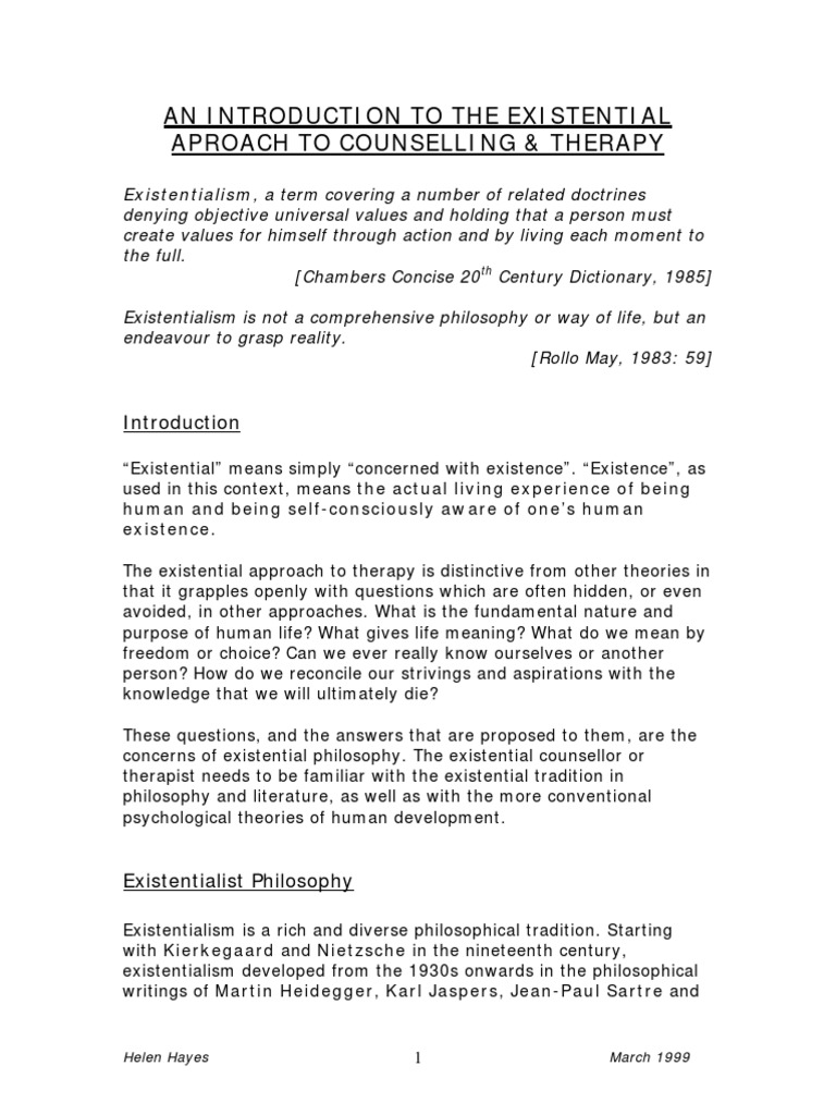 Intro To Existential Therapy | PDF | Existentialism | Psychotherapy