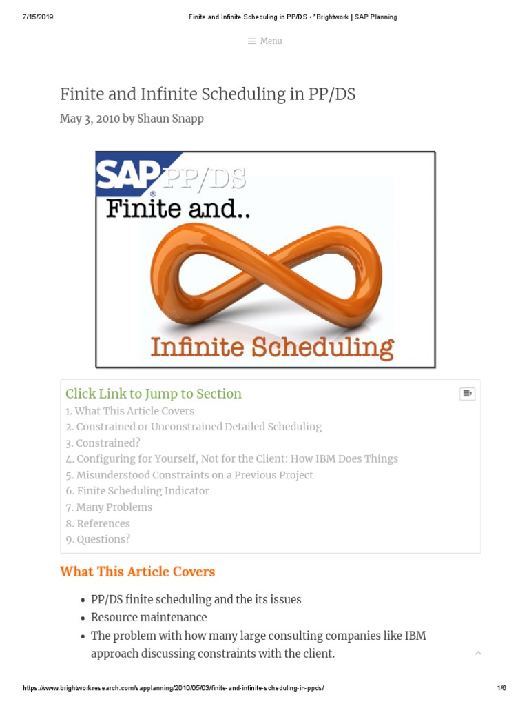 Finite and Infinite Scheduling in PP - DS | PDF | Sap Se | Information Technology Management