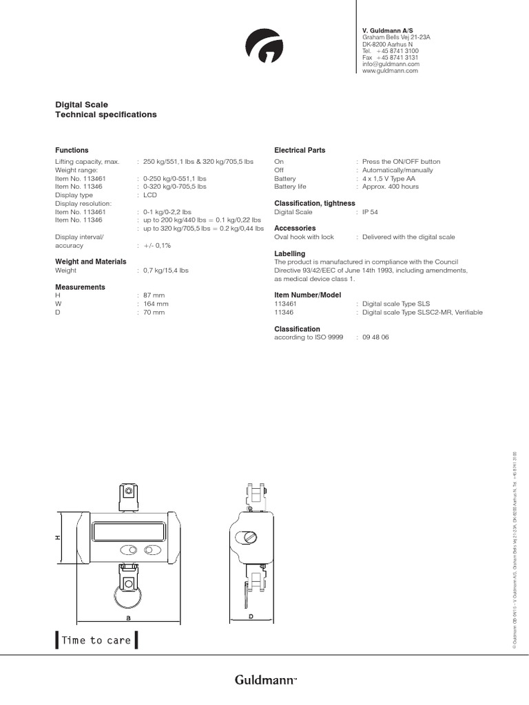 Digital Scale Technical Specifications: Functions Electrical Parts ...