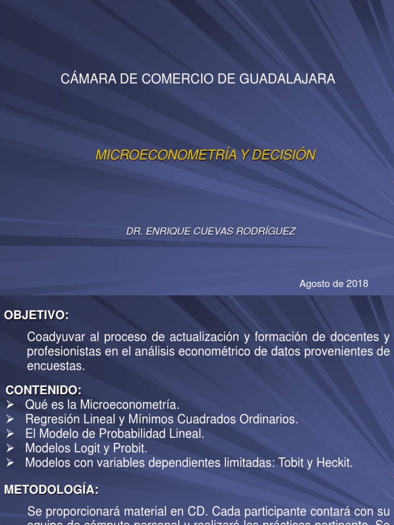 Curso de Microeconometría - I Parte | PDF | Regresión logística ...