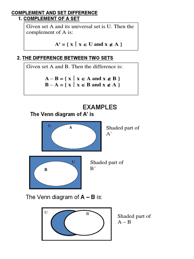 Complement and Set Difference | PDF
