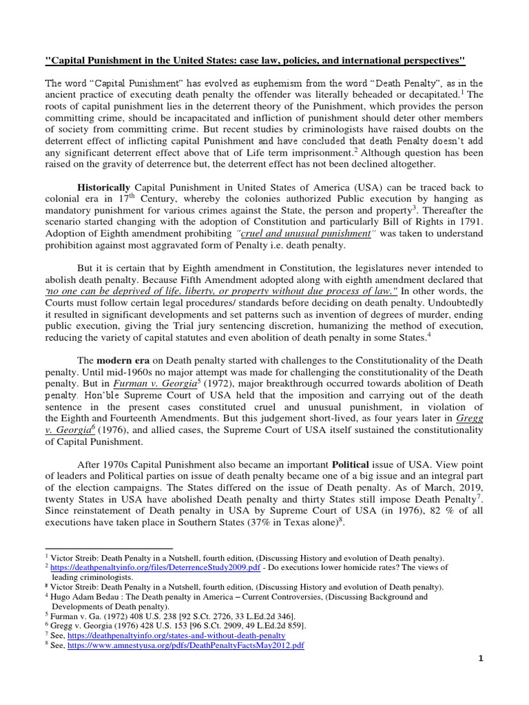 US Capital Punishment Overview | PDF | Eighth Amendment To The United ...