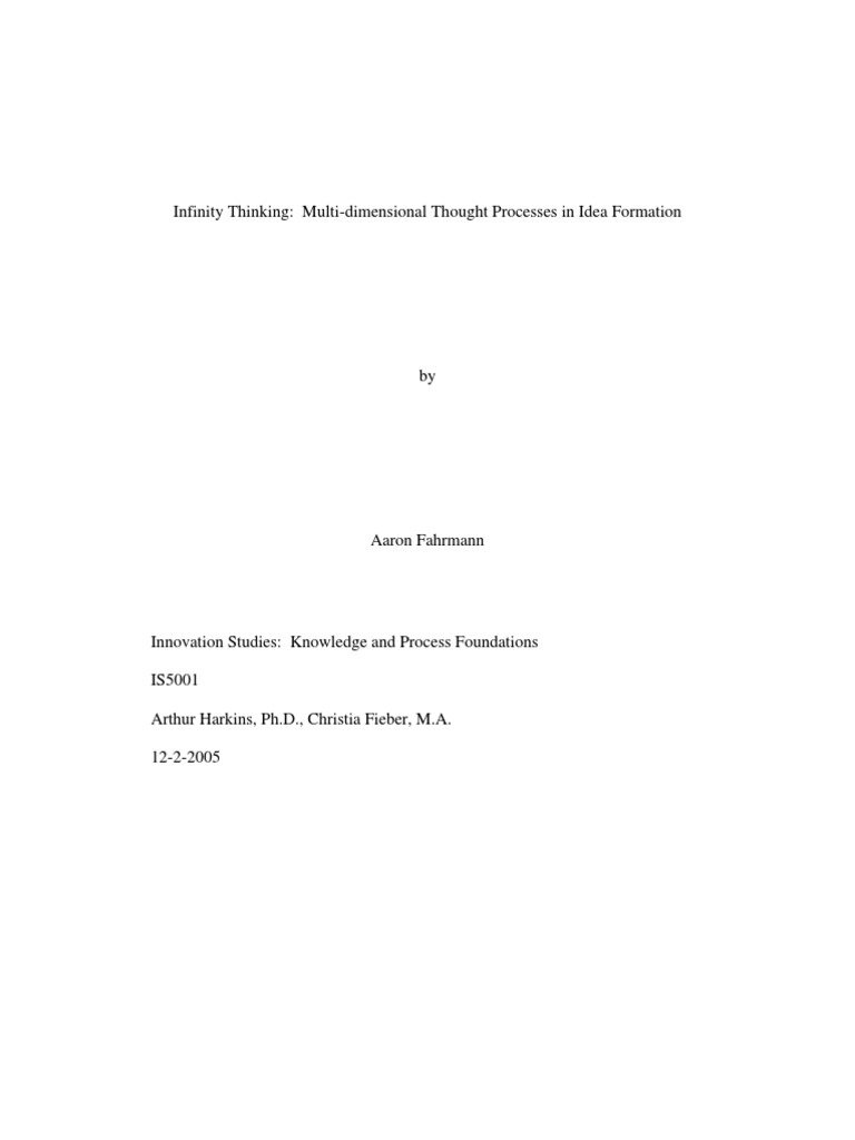 Infinity Thinking Final Paper v12 2-20-2006 | PDF | Thought | Consciousness