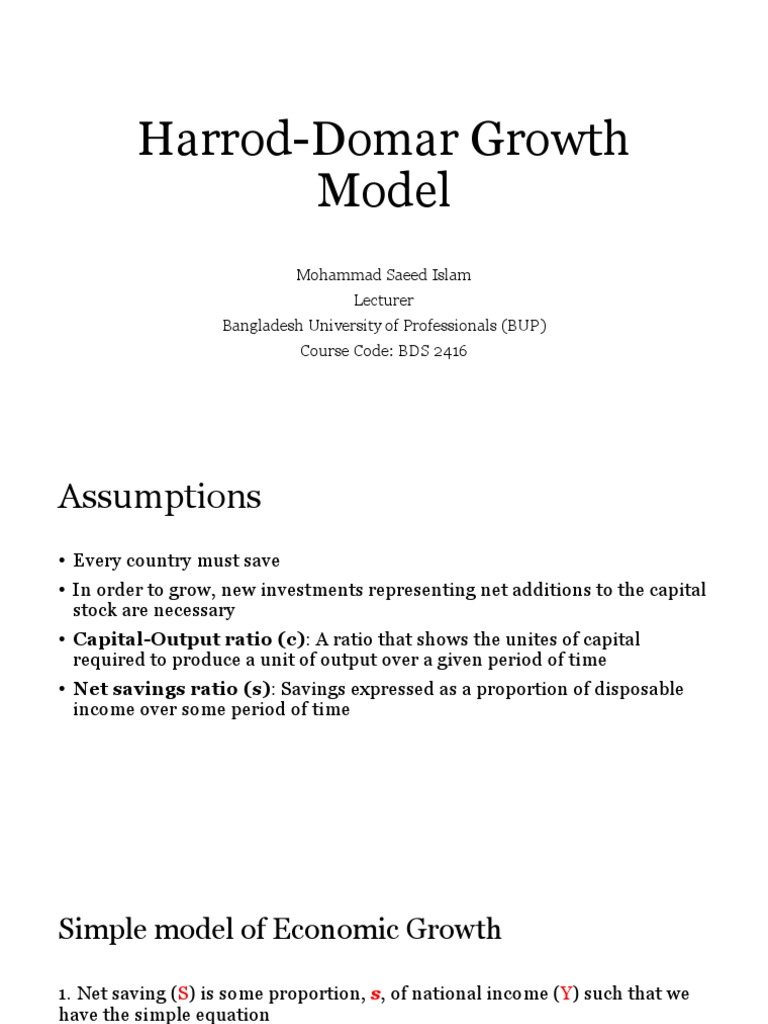Harrod-Domar Growth Model | PDF