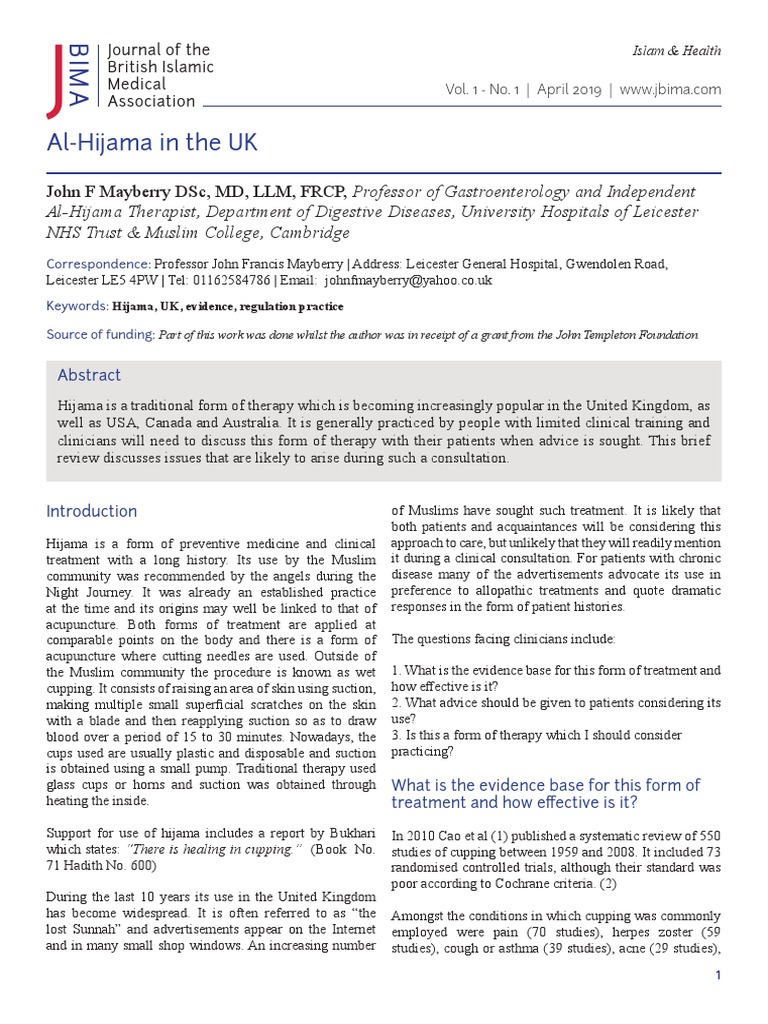Hijama Therapy in UK: Practice & Regulation | PDF | Physician ...