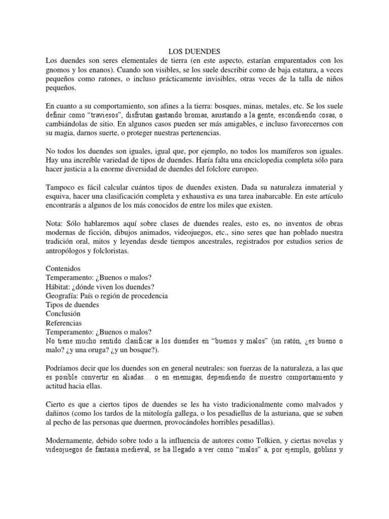 Los Duendes Pdf Enanos Como Criaturas Criaturas Legendarias