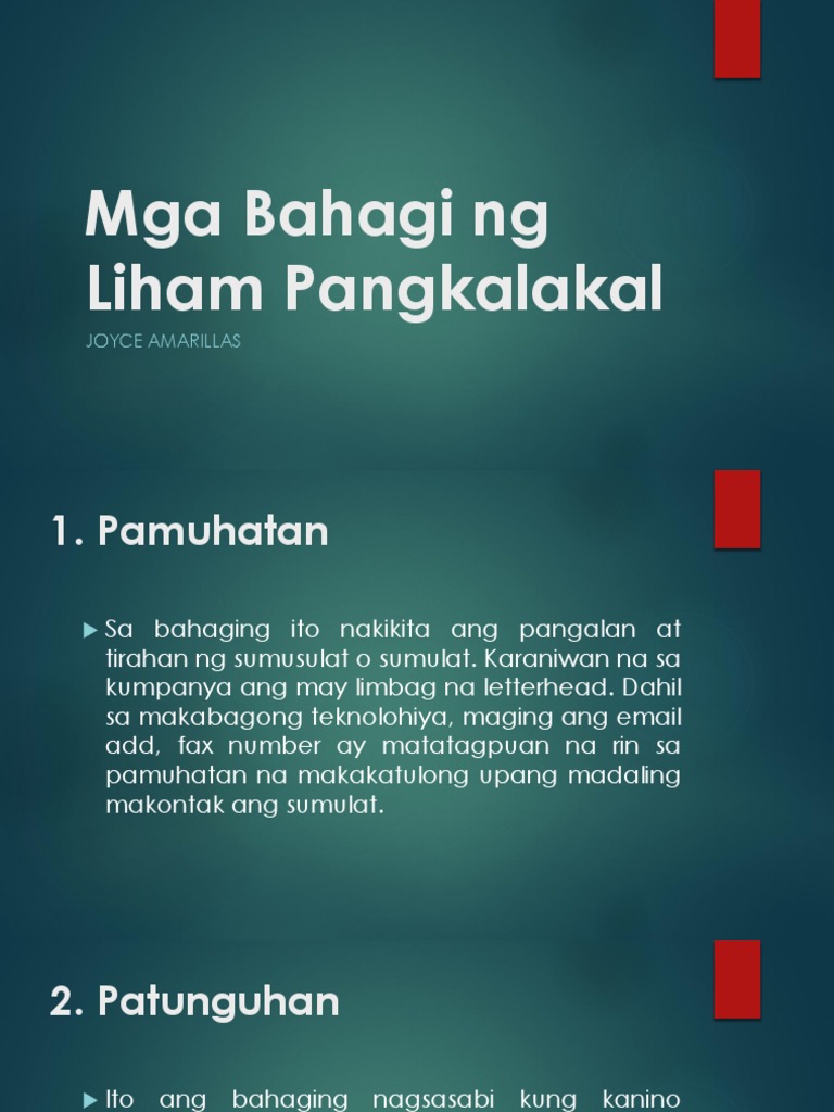 Mga Bahagi NG Liham | PDF