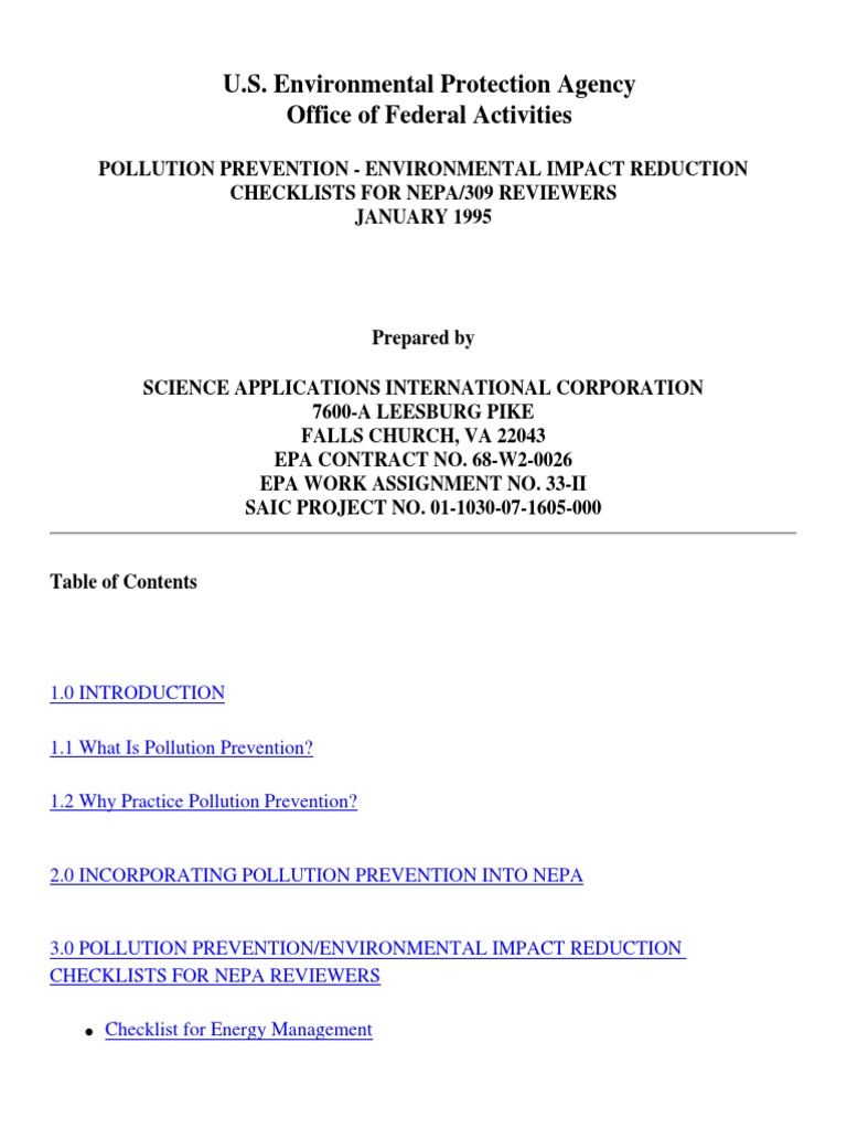 Pollution Prevention Checklist Nepa PG | Download Free PDF | National ...