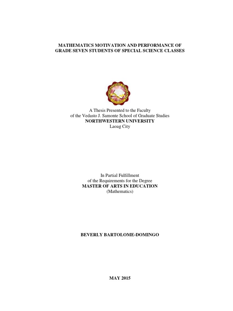 Mathematics Motivation and Performance of Grade Seven Students of ...