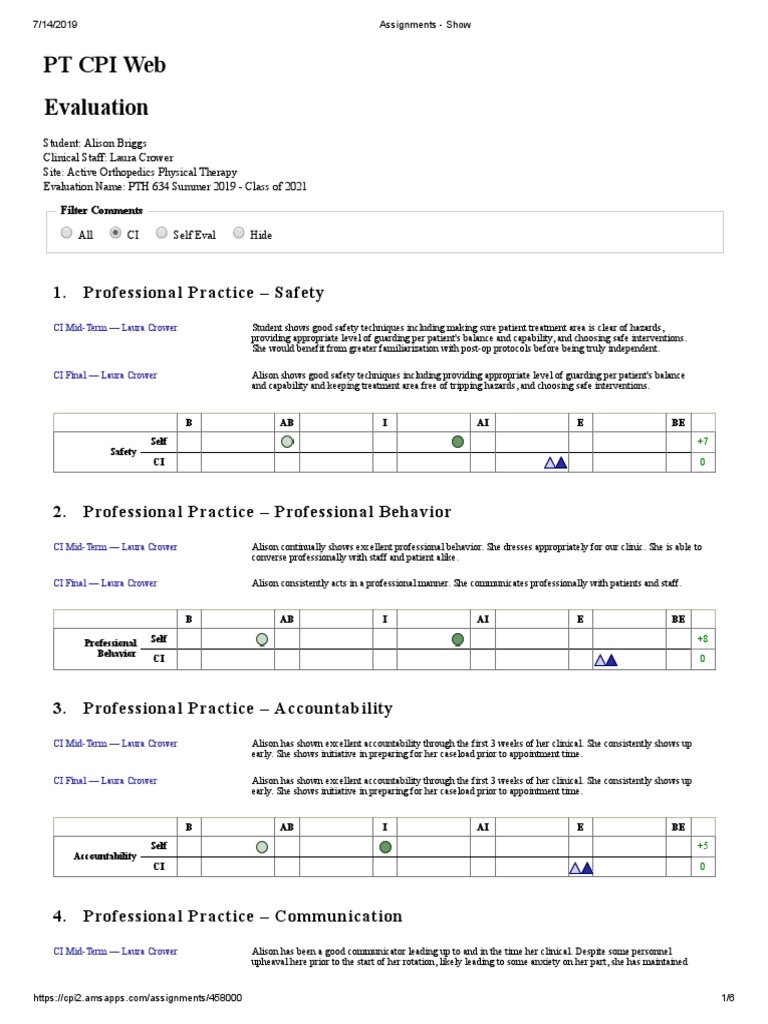 PT Cpi Web Evaluation: 1. Professional Practice - Safety | Download ...