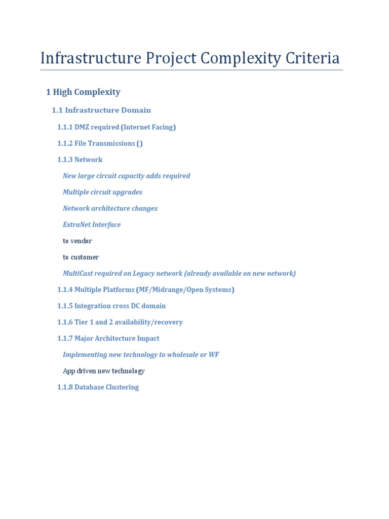 Infrastructure Project Complexity Criteria | PDF | Computer Network ...