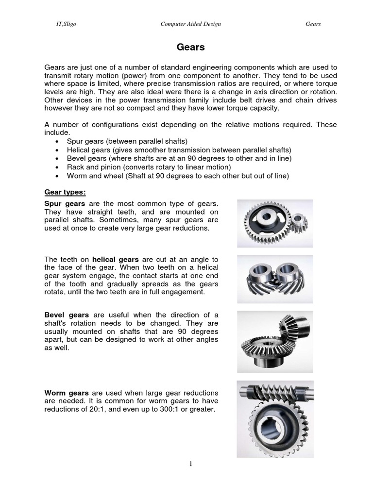 Gears Factsheet | PDF | Gear | Transmission (Mechanics)