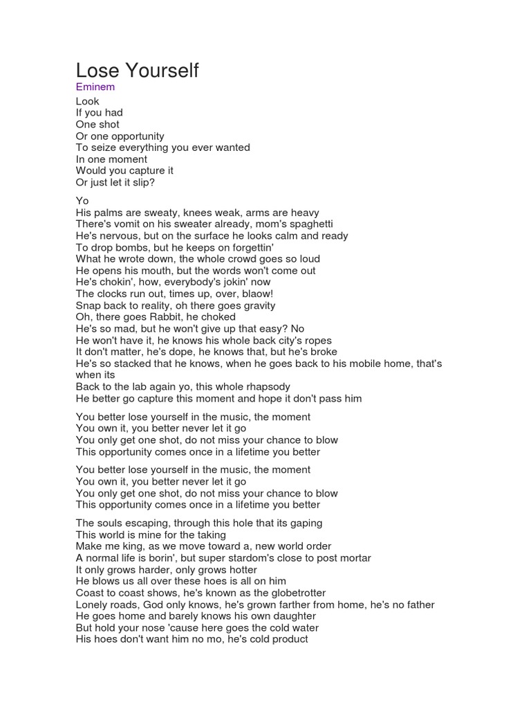 Eminem Lose Yourself | PDF