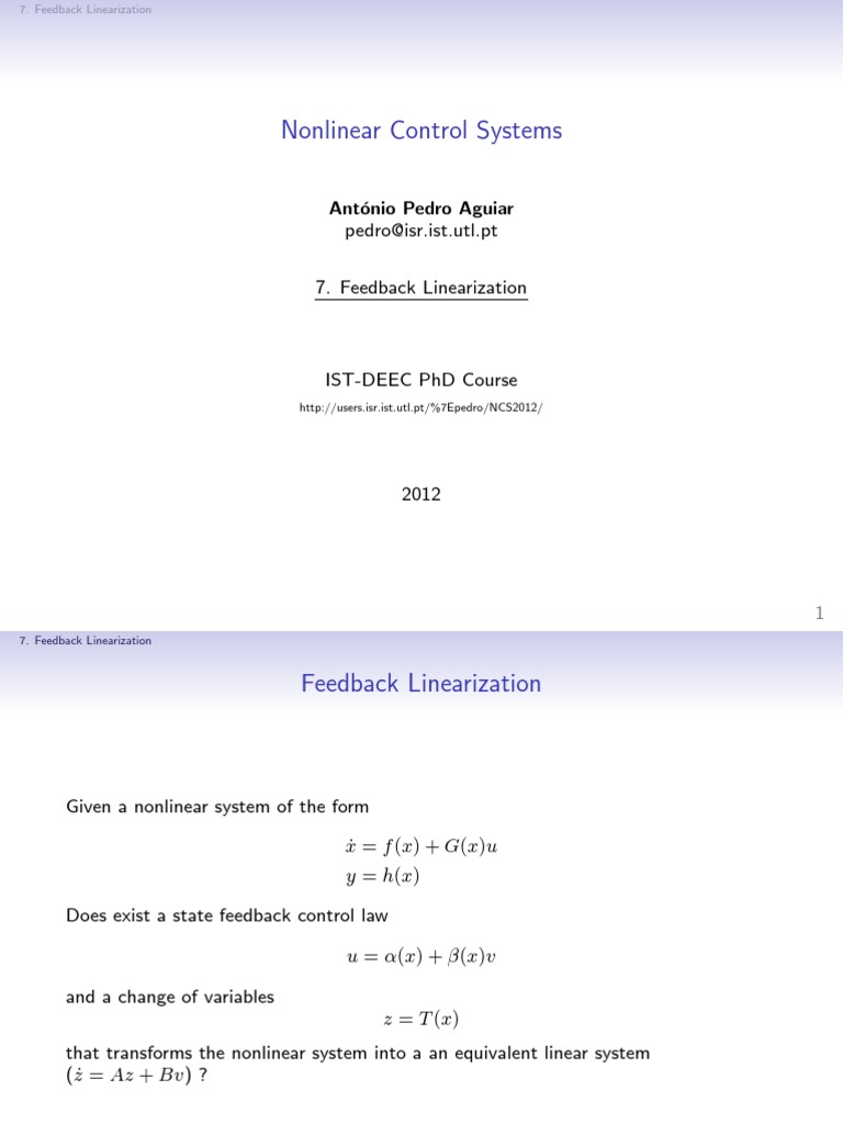 Feedback Linearization | PDF | Derivative | Applied Mathematics