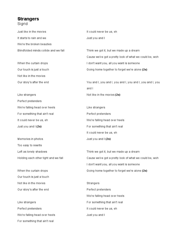 Strangers - Sigrid (Lyrics) | PDF