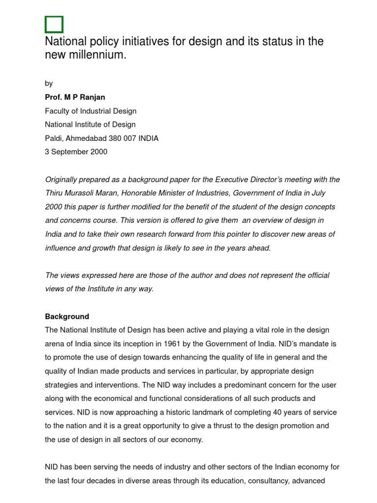 National Design Policy Initiatives in India | PDF | Design | Industries