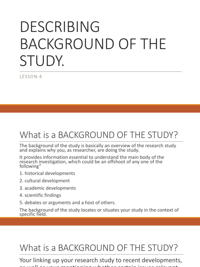 Describing Background of The Study.: Lesson 4 | PDF | Libraries ...