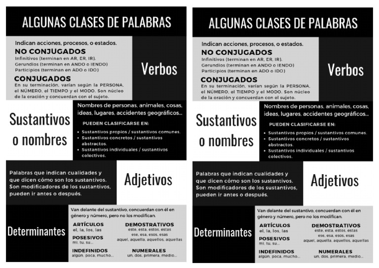 Clases de palabras - infografía