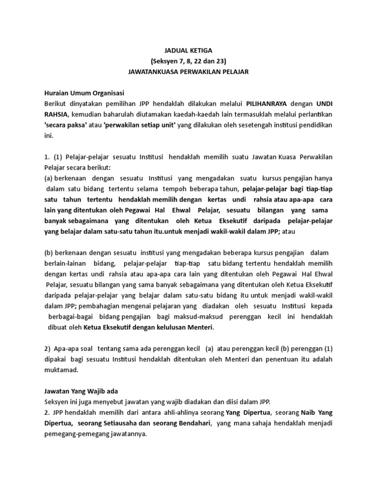 Jadual Ketiga Peranan MPP | PDF