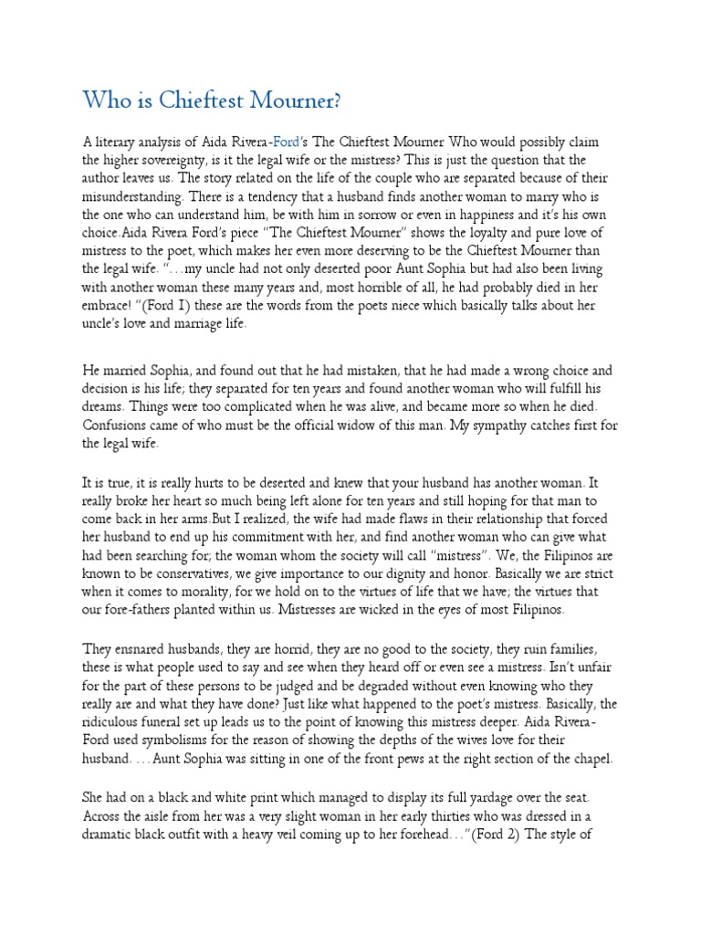 Who deserves to mourn the most? A literary analysis of Aida Rivera-Ford ...