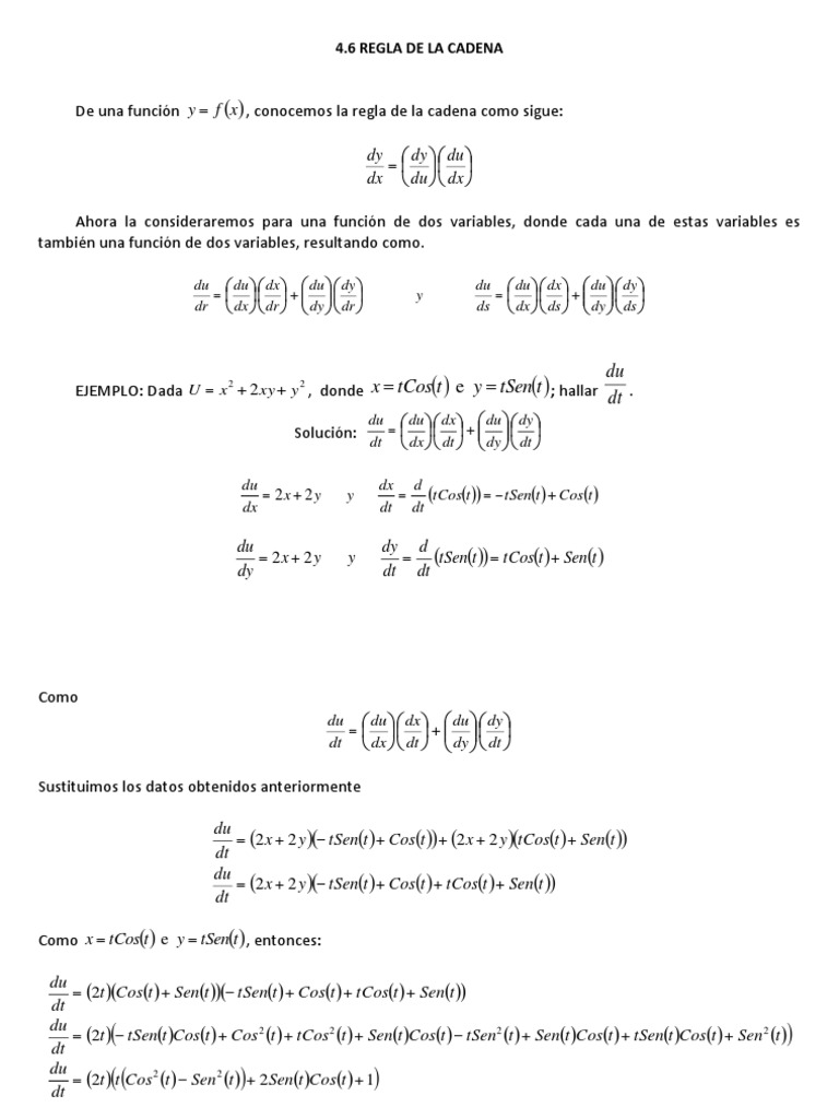 4.6 - Regla de La Cadena | PDF | Enseñanza de matemática | Análisis ...