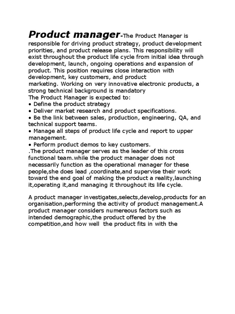 Product Manager | PDF | Strategic Management | Innovation