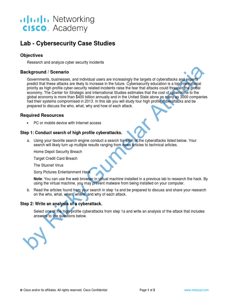 1.1.1.5 Lab - Cybersecurity Case Studies | PDF | Computer Security | Security