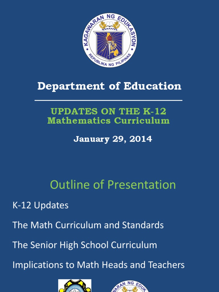 Department of Education: Updates On The K-12 Mathematics Curriculum ...